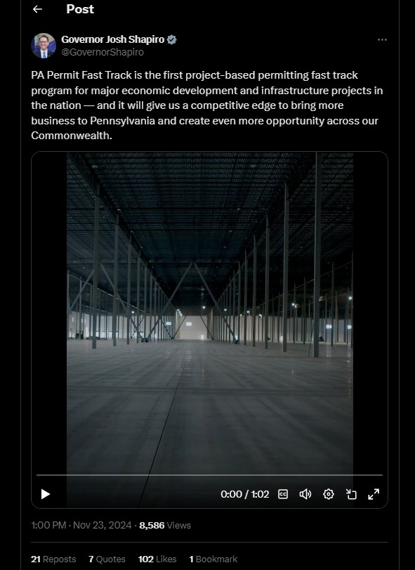 Hazleton Logistics Building 1 is Site for Gov. Shapiro’s PA Permit Fast ...